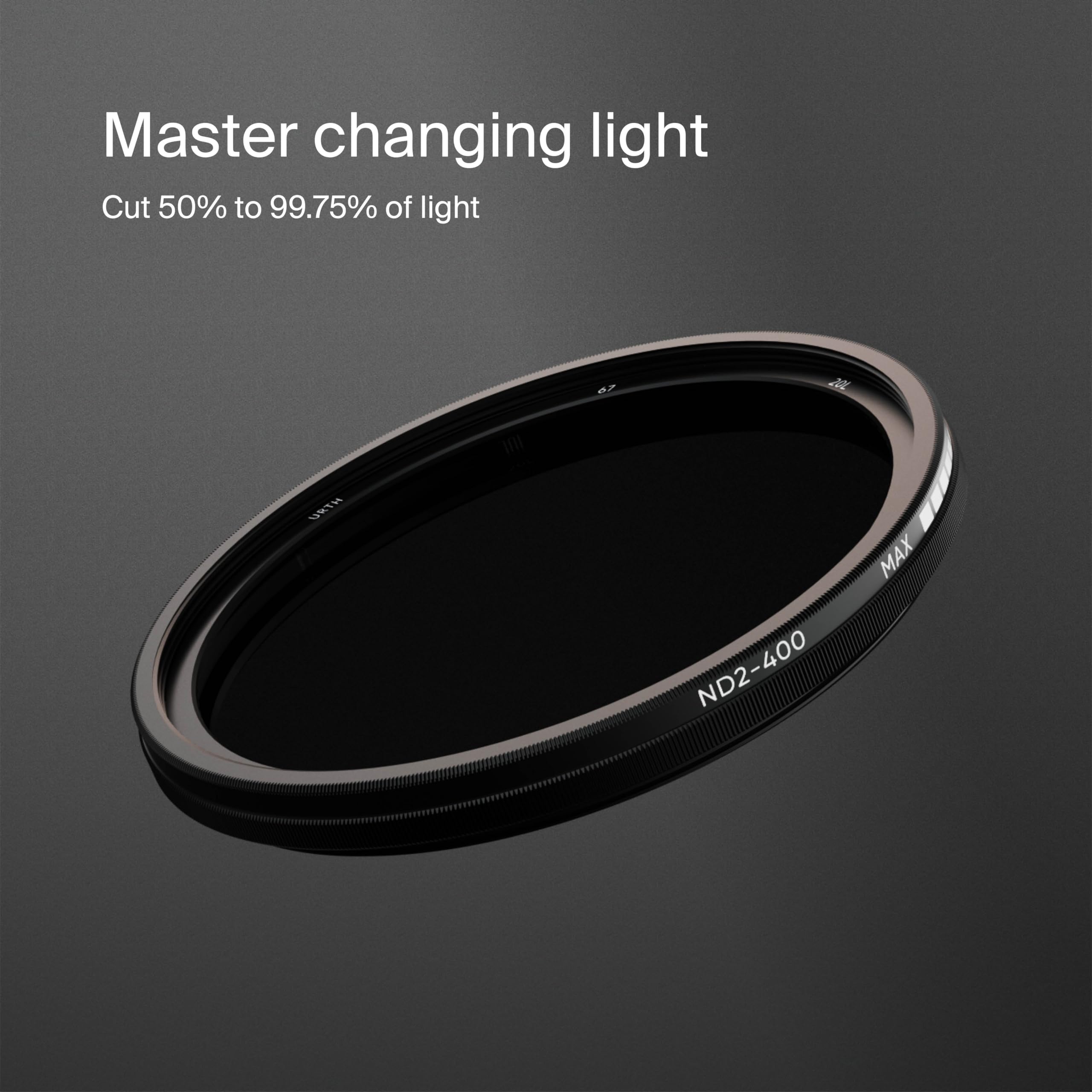 Urth 82mm ND2-400 Variable ND Lens Filter - 1-8.6 Stop Range, Ultra-Slim 20-Layer Nano-Coated Neutral Density Filter for Cameras