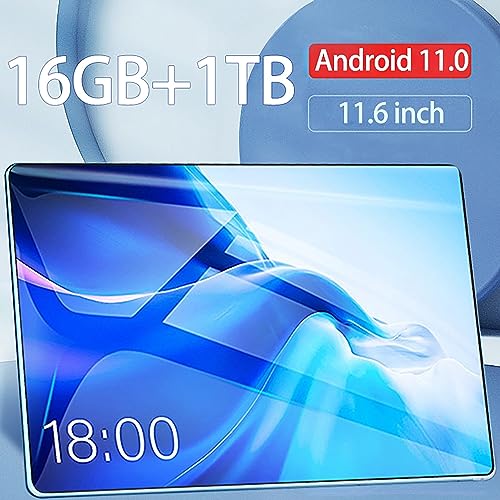 2023 Global Version 11.6 Inch Tablet Android 16GB RAM 1TB ROM Android 11.0 MTK6797 WiFi 8800mAh 10 Core Network Full Screen Silvery 1 / 16GB 1TB / UK-Plug