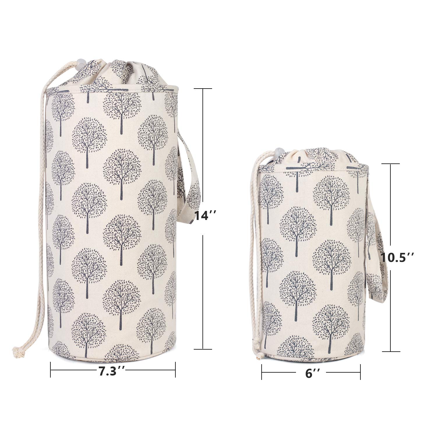 Luxja Yarn Storage Bag, Portable Knitting Bag for Yarn Skeins, Crochet Hooks, Knitting Needles (up to 14 Inches) and Other Small Accessories (Large/Trees)