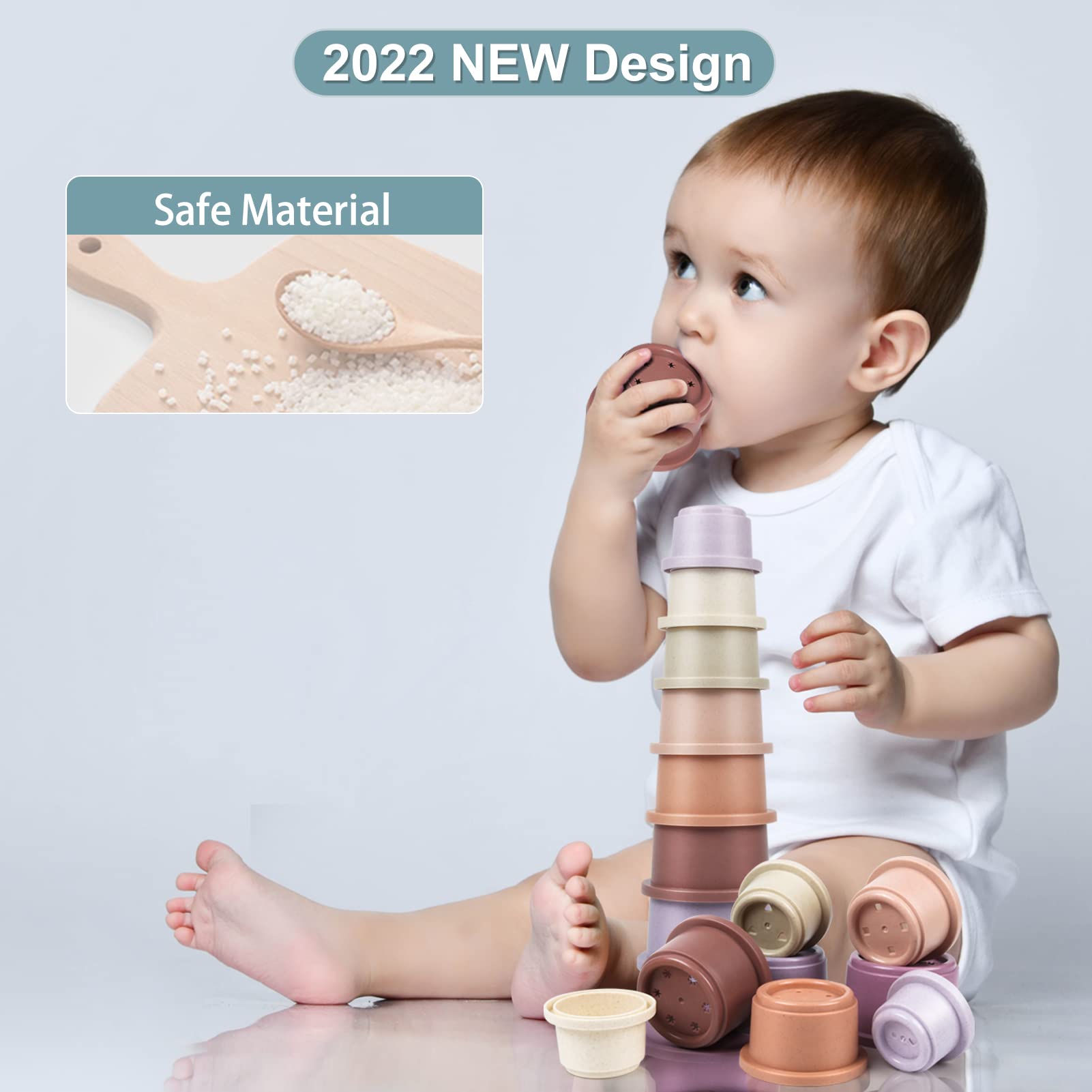 Baby Stacking Toy Cups,Toddler Stackble Bath Toy for 1-3,Nesting Cups Pool Toys for 6-12 Months Infant,Kids Early Educational Montessori Gift for 2-4 Years Old Boys Girls