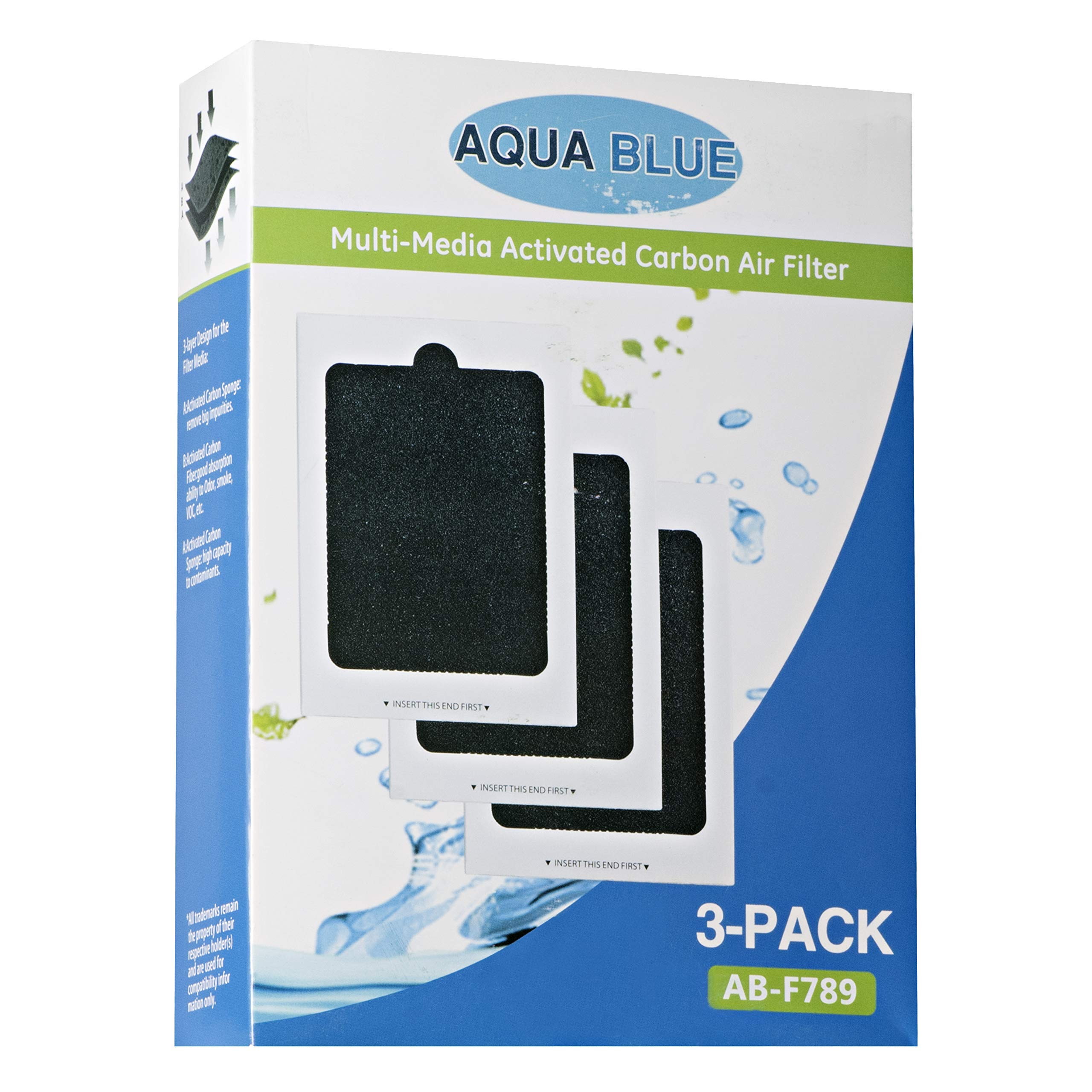 Aqua Blue Air Filter Compatible With With Pure Air PAULTRA EAFCBF Refrigerator Air Filter, (3 Pack)