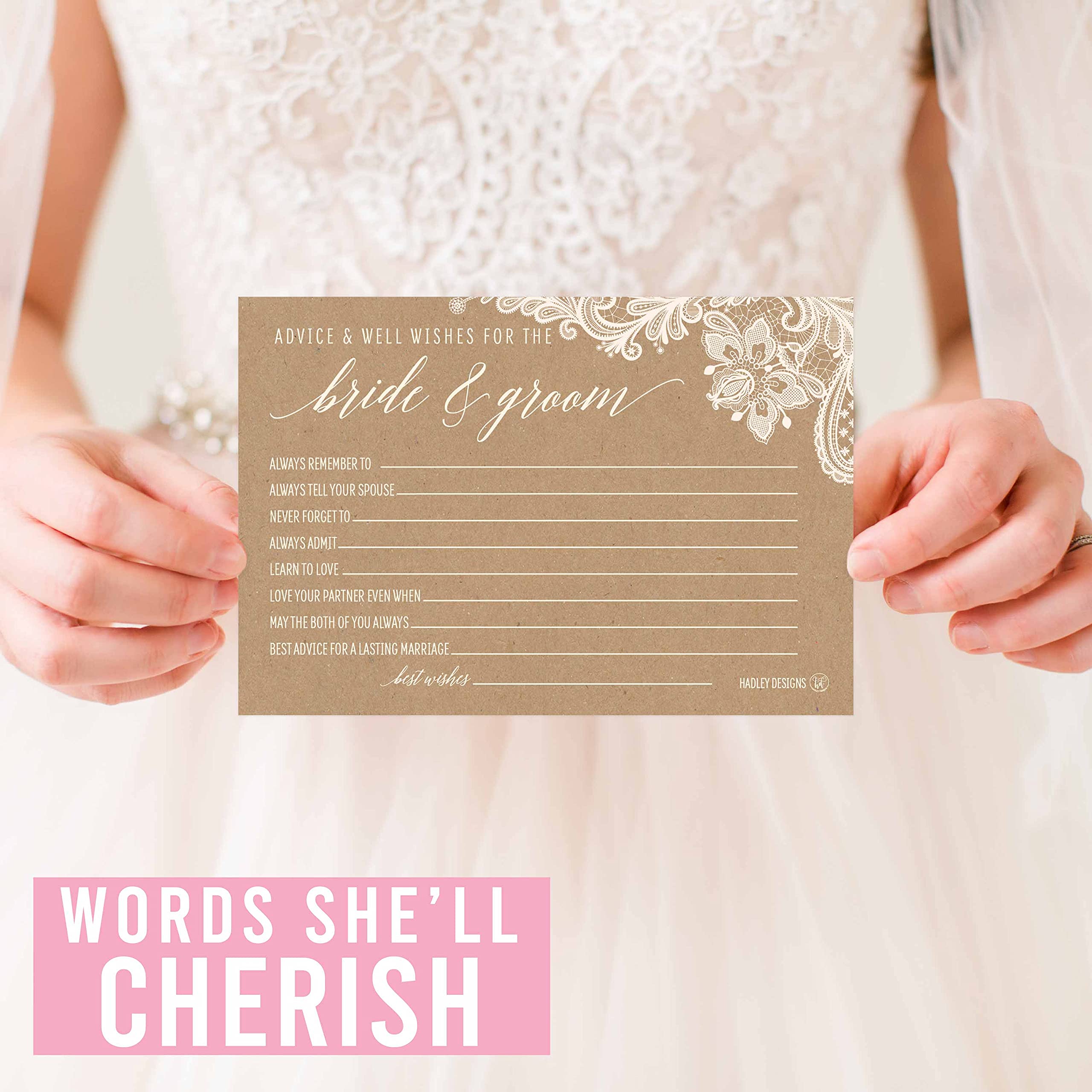 50 Wedding Advice Cards For Bride and Groom Rustic Bridal Shower Games For Guests, Wedding Card Boxes For Reception, Wedding Guest Book Alternative, Wedding Games For Guests, Advice For The Bride Card