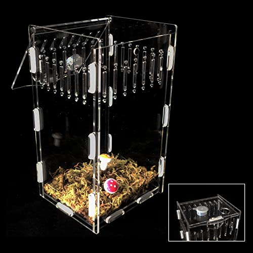 5x4x8 inch Magnetic Acrylic Reptile Case, Vertical Transparent Tarantula Enclosure Tank, Micro Habitat Terrariums Suitable Insect, Snails, Hermit Crabs, Lizards, Frogs, clear, Vertical:5x4x8(LxWxh)in
