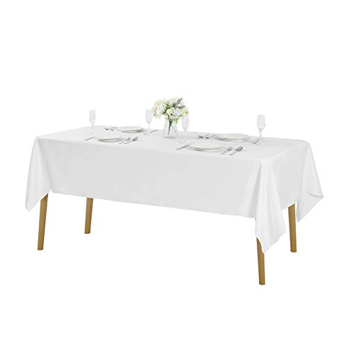 Rectangle Tablecloth 60x120 inch Washable Polyester Fabric Table Cloth for Wedding Party Dining Banquet Decoration（60x120, White）
