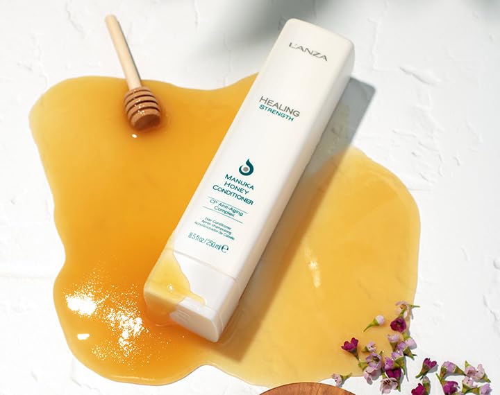 L’ANZA Healing Strength Manuka Honey Conditioner - Strengthens, Protects and Restores Weak, Fragile, and Aged Hair, Rich with Keratin Protein, Healing Oils, and Vitamin C (8.5 Fl Oz)