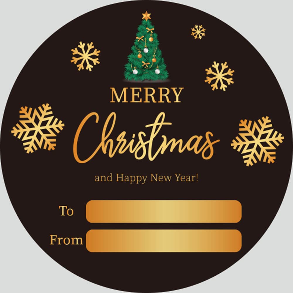 2'' 150PCS Black Golden Merry Christmas Stickers Labels Adhesive Decorative Envelope Seals Stickers for Cards Gift Envelopes Boxes