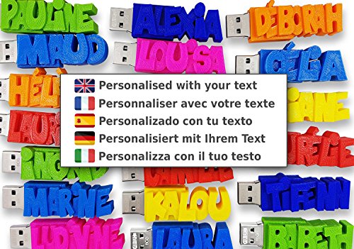 Customized USB Stick with Personalized Name, Date or Message in Your Choice of 15 Vibrant Colors. Choose 8, 16, 32GB Thumb Drive. Fun Gift for Birthday, Wedding, Business