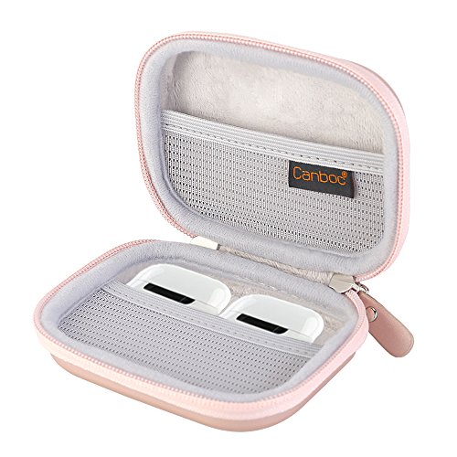 Canboc Hard Travel Case for Apple Airpods Charging Case, Protective in-Ear Bluetooth Headsets Headphone Case, Mesh Pocket fit Airpods Case, Wall Charger and Cable, Rose Gold