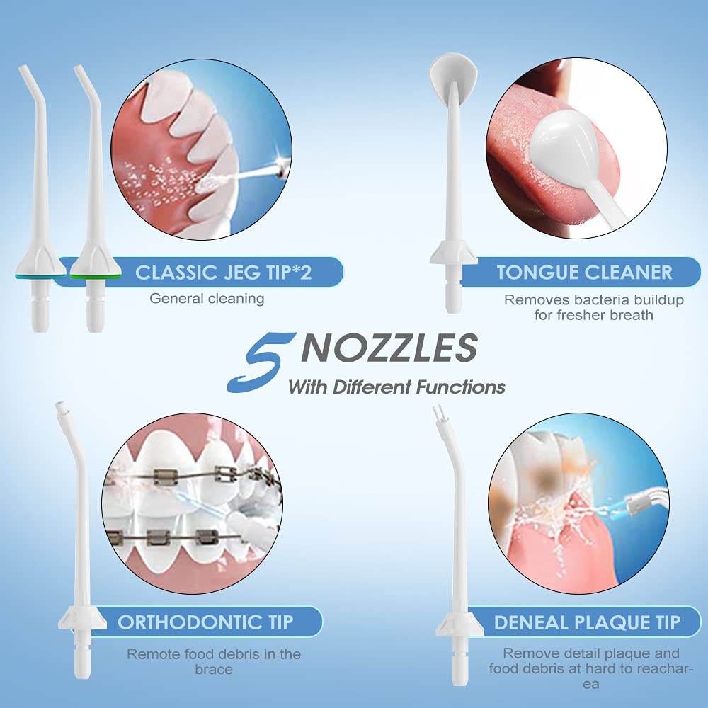 TUREWELL Water Flosser for Teeth with DIY Modes, Rechargeable and Portable Dental Oral Irrigator,300ML Water Tank with IPX7 Waterproof for Home Travel