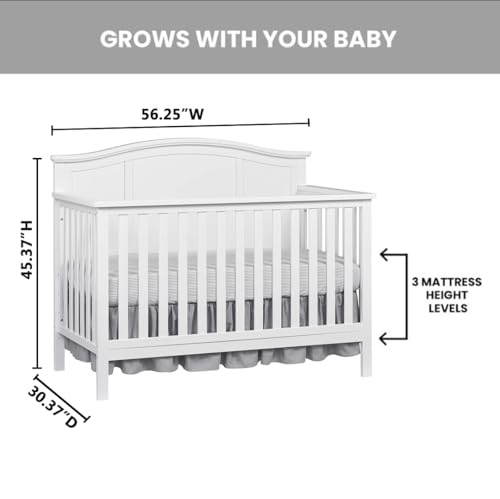 Oxford Baby Emerson 4-in-1 Convertible Crib, Snow White, GreenGuard Gold Certified