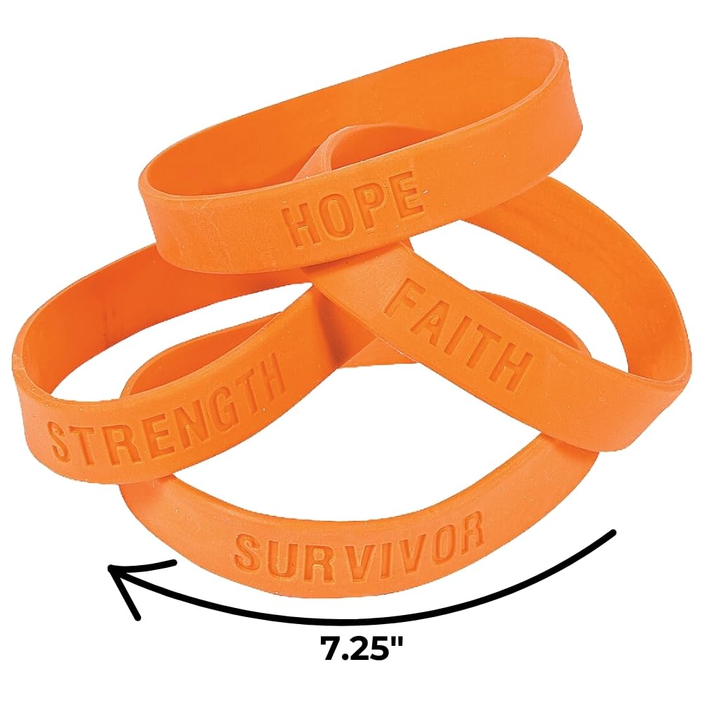 24 ORANGE SILICONE AWARENESS BRACELETS, KIDNEY, LEUKEMIA, MULTIPLE SCLEROSIS