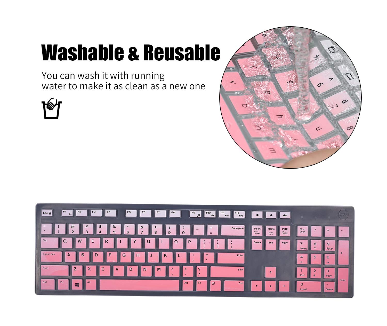 iKammo Keyboard Cover Skins Compatible with Dell KB216 & KM636 Keyboards & Dell Optiplex 5250/3050/3240/5460/7450/7050 & Inspiron AIO 3475/3670/3477 Desktops