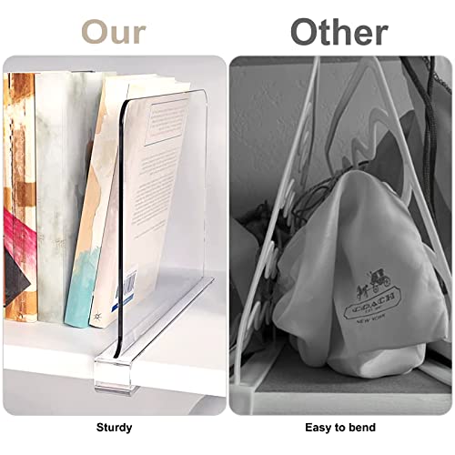 Markdang 6 Pcs Acrylic Shelf Dividers (Shelves Less Than 0.8" Thick) for Closet Organization Clear Closet Shelf Divider for Closets Book Shelves Purse and Sweater Organizer Craft Room Organizers