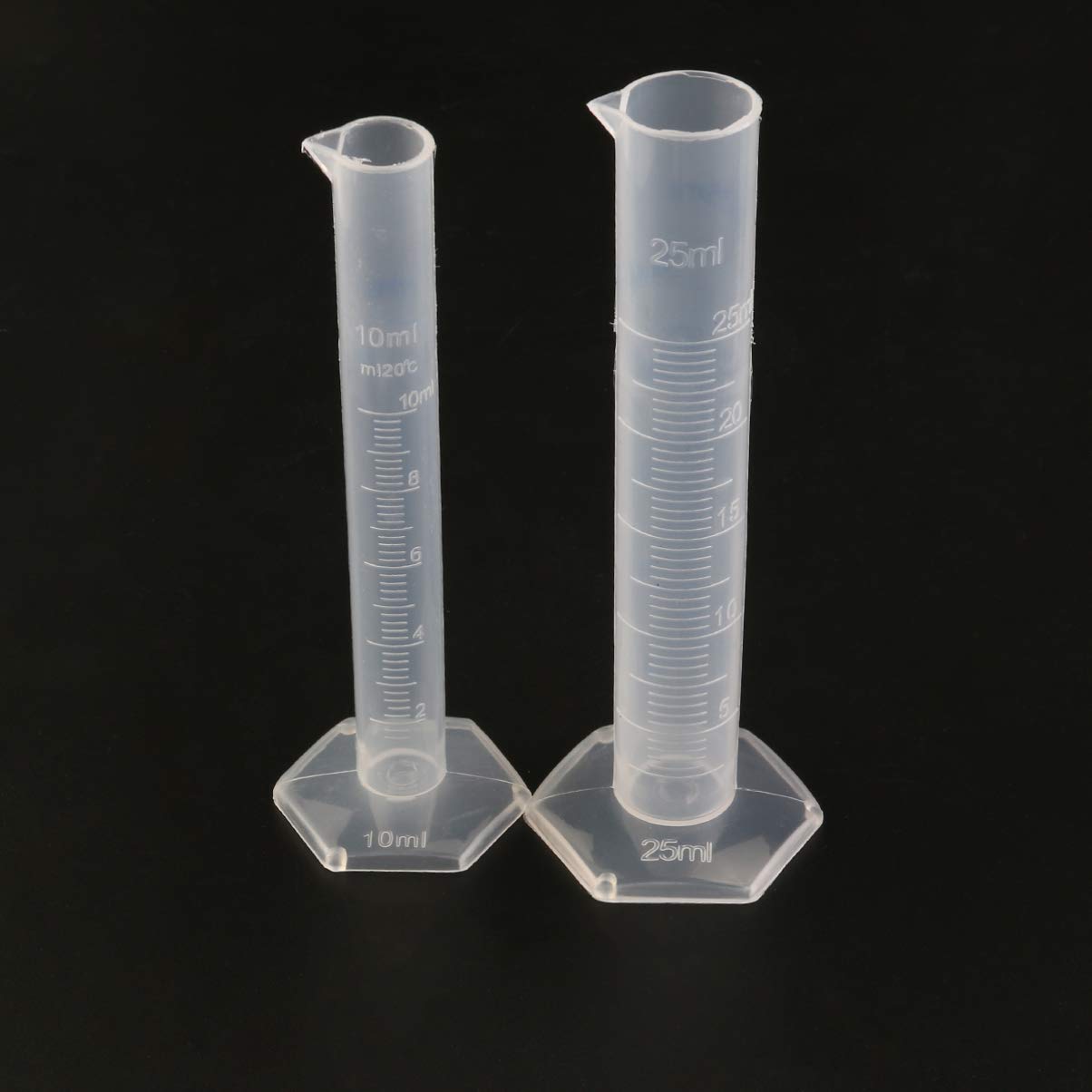 POPETPOP 4pcs 10ml / 25ml / / 100ml Measuring Plastic Graduated Cylinder Laboratory Bottle Lab Test Measuring Container Cups