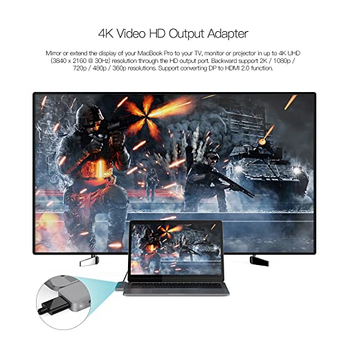 7 in 2 Dongle USB C Hub Adapter with 4K HDMI USB A 3.0 Ports SD TF Card Readers for Laptops (Gray)