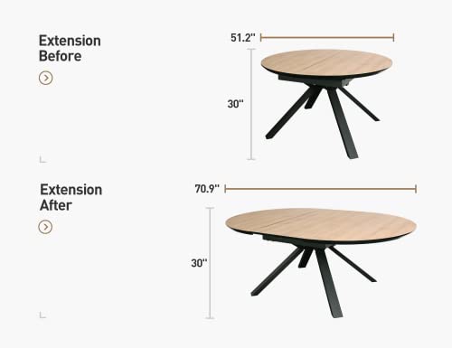 Acanva Extension Oval/Round Dining Table for 6, Expandable Butterfly Leaf & Sturdy Base, Suit for Kitchen, Living Room & Apartment, 51.2βW(+19.7β) x 51.2βD x 30.1βH, Light Oak