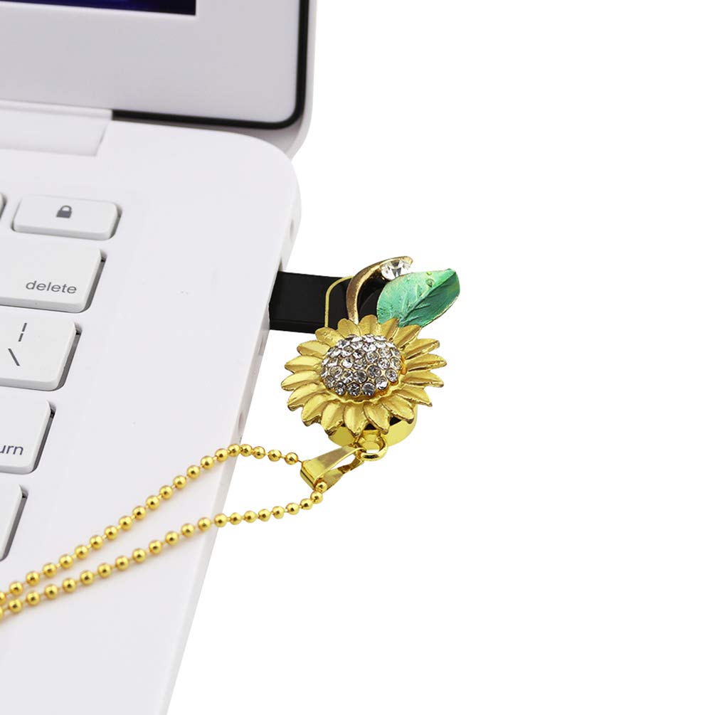 Novelty Cool Sunflower Shape 64GB USB 2.0 Flash Drive Diamond Crystal Memory Stick Pen Drive Flash Disk Thumb Drive