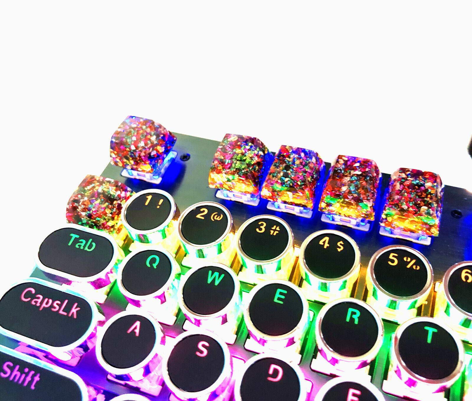 Handmade DSA Shinning Gem Resin Sequined Keycap OEM Profile for Cherry MX RGB Switch Gaming Mechanical Keyboards