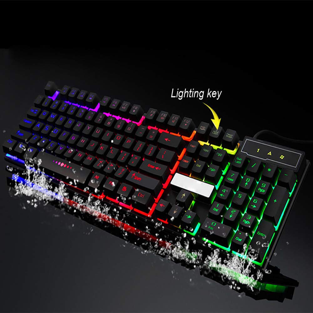 Sdoveb LeiDiKai R260 Professional Gaming Keyboard Colorful Crack LED Illuminated Backlit USB Wired PC Rainbow Gaming Keyboard, Length 44cm Wide 13.5cm