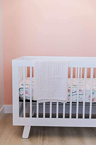 Red Rover Kids All-Cotton Muslin Fitted Crib Sheet- 52”x 28”x 9”- 100% Cotton – Machine Washable – Lightweight & Breathable – Playful Designs – Nursery, Crib, Bed – Unisex (Pastel Petal)