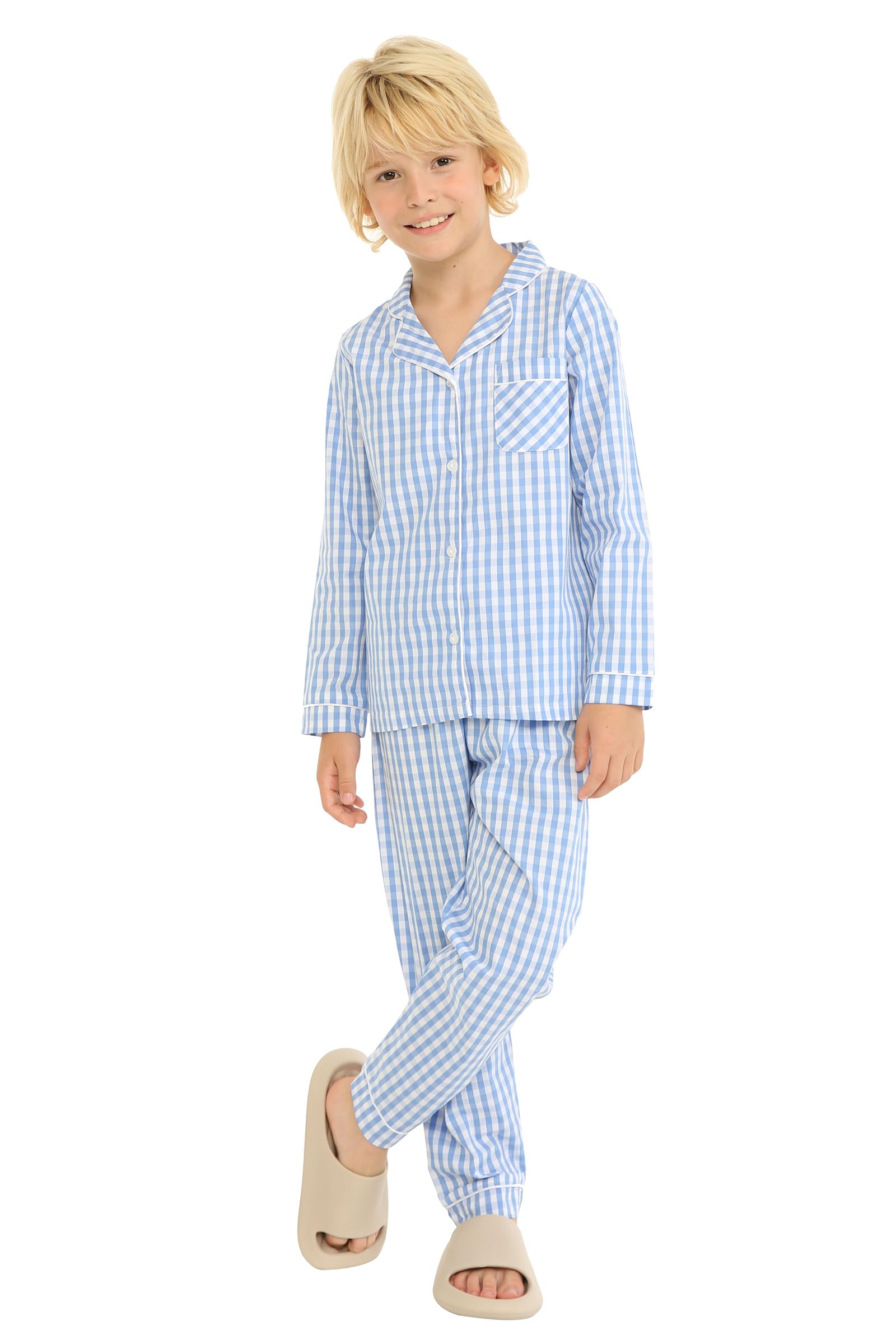 Mud Kingdom Baby Pajamas for Girls Boys Kids Clothes Sets Button Down Lattice 100% Cotton Sleepwear Pink 2T