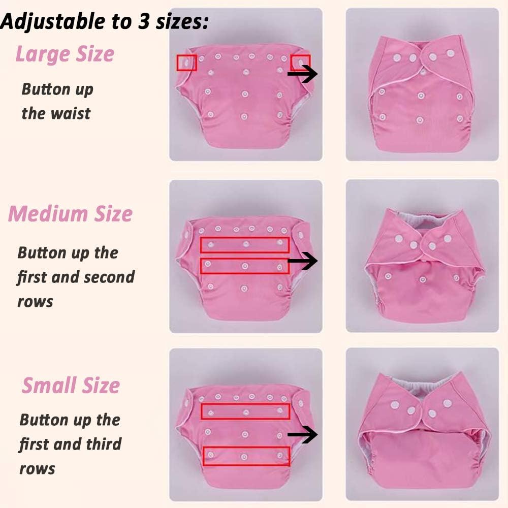 Baby Washable Reusable Cloth Diapers,7pcs