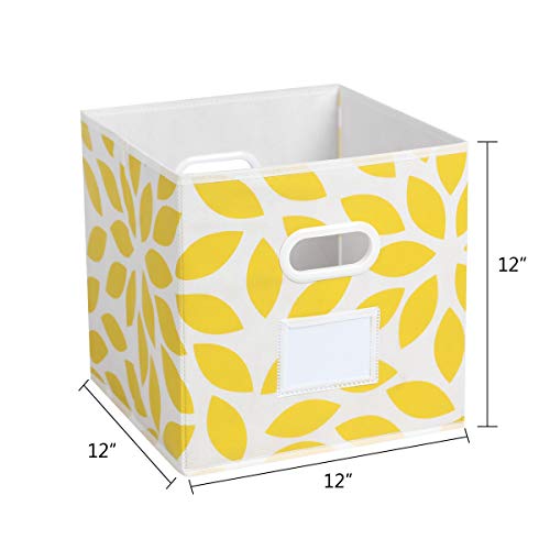 MAX Houser Fabric Storage Bins Cubes Baskets Containers with Dual Plastic Handles for Home Closet Bedroom Drawers Organizers, Flodable, Set of 6 (Yellow)