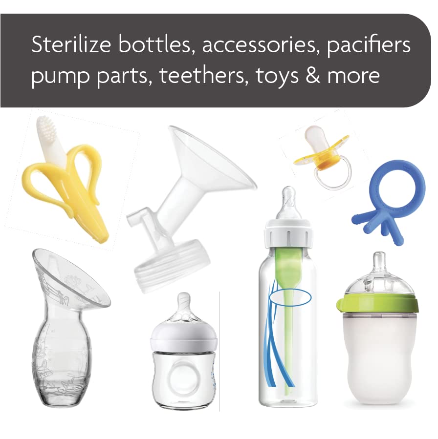 Baby Brezza Baby Bottle Sterilizer and Dryer Machine β Electric Steam Sterilization - Universal Fit - Pacifiers, Glass, Plastic, and Newborn Feeding Bottles