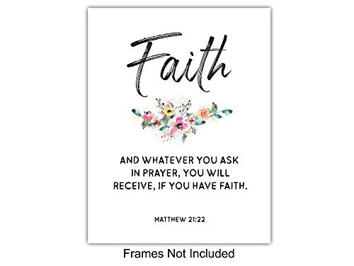 Religious Christian Wall Art Decor - Inspirational Faith, Hope, Love Bible Verse Wall Art - Scripture Wall Decor Signs - Home Decorations for Kitchen, Living or Dining Room, Bedroom - Unique Gift