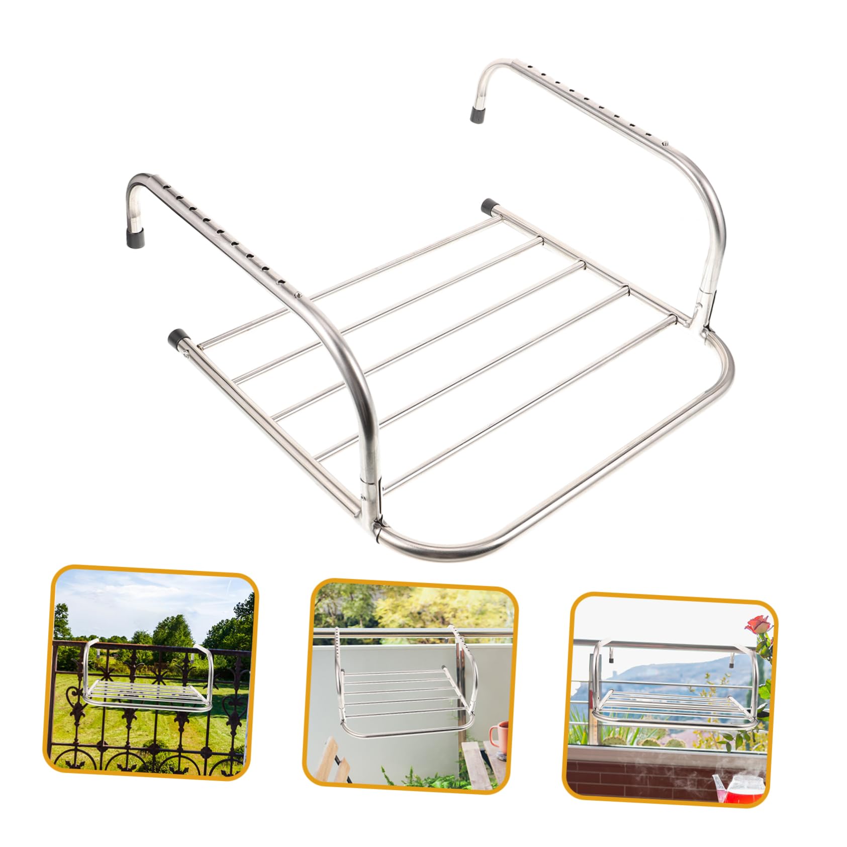 ABOOFAN Storage Shelf Coat Hangers Storage Shelves Clothes Drying Rack Windowsill Drying Rack Portable Drying Rack Storage Rack Folding Rack Outdoor Travel Stainless Steel Heat Sink