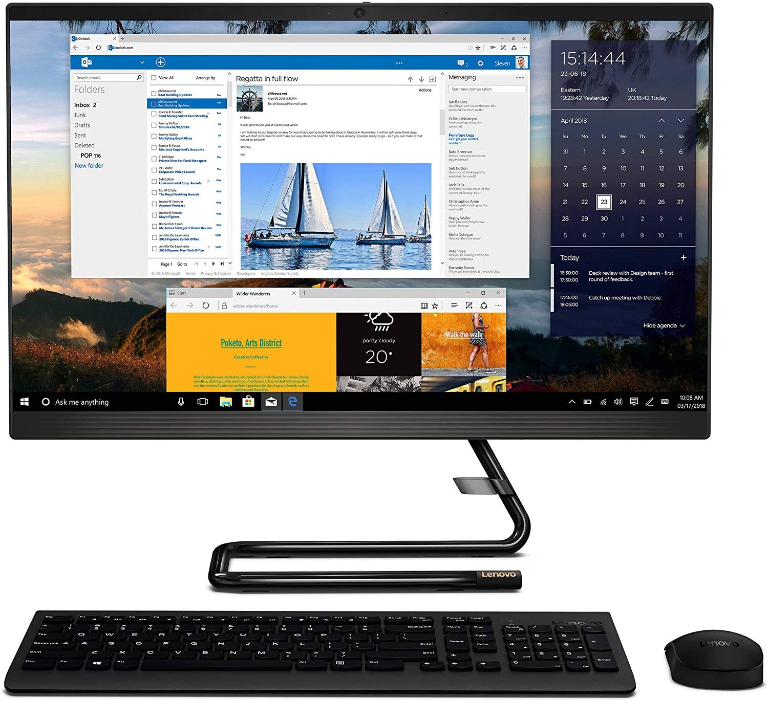Lenovo IdeaCentre A340 23.8" FHD Touchscreen All-in-One AIO Desktop Computer, Intel Quad-Core i3-9100T (Beats i5-7400t), 4GB DDR4, 256GB PCIe SSD, DVD-RW, Windows 10, TWE Mouse Pad
