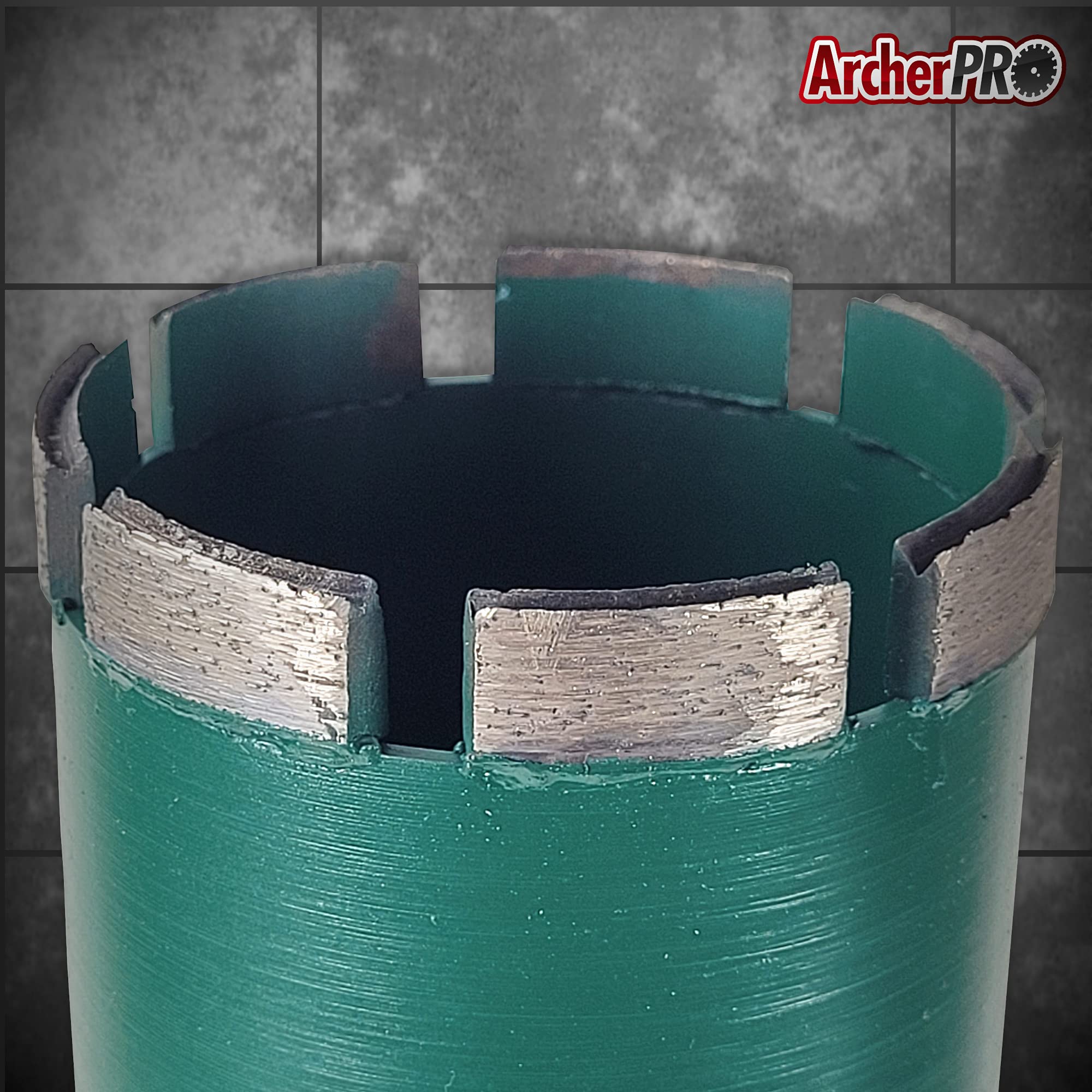 Archer PRO 5" in. Aggressive Diamond Turbo Core Drill Bits with V-tip for use with core Drill Stand rig. for Concrete Drilling, Masonry, Cinder Blocks.