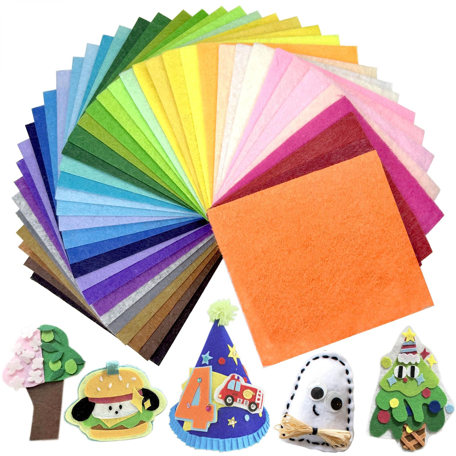 40 Pcs Felt Fabric Sheet Craft Felt Fabric Sheets Felt Squares Assorted Color Nonwoven 1mm Thick for Kids, Patchwork, School Projects, DIY Sewing Crafts, Decoration (6"x6")