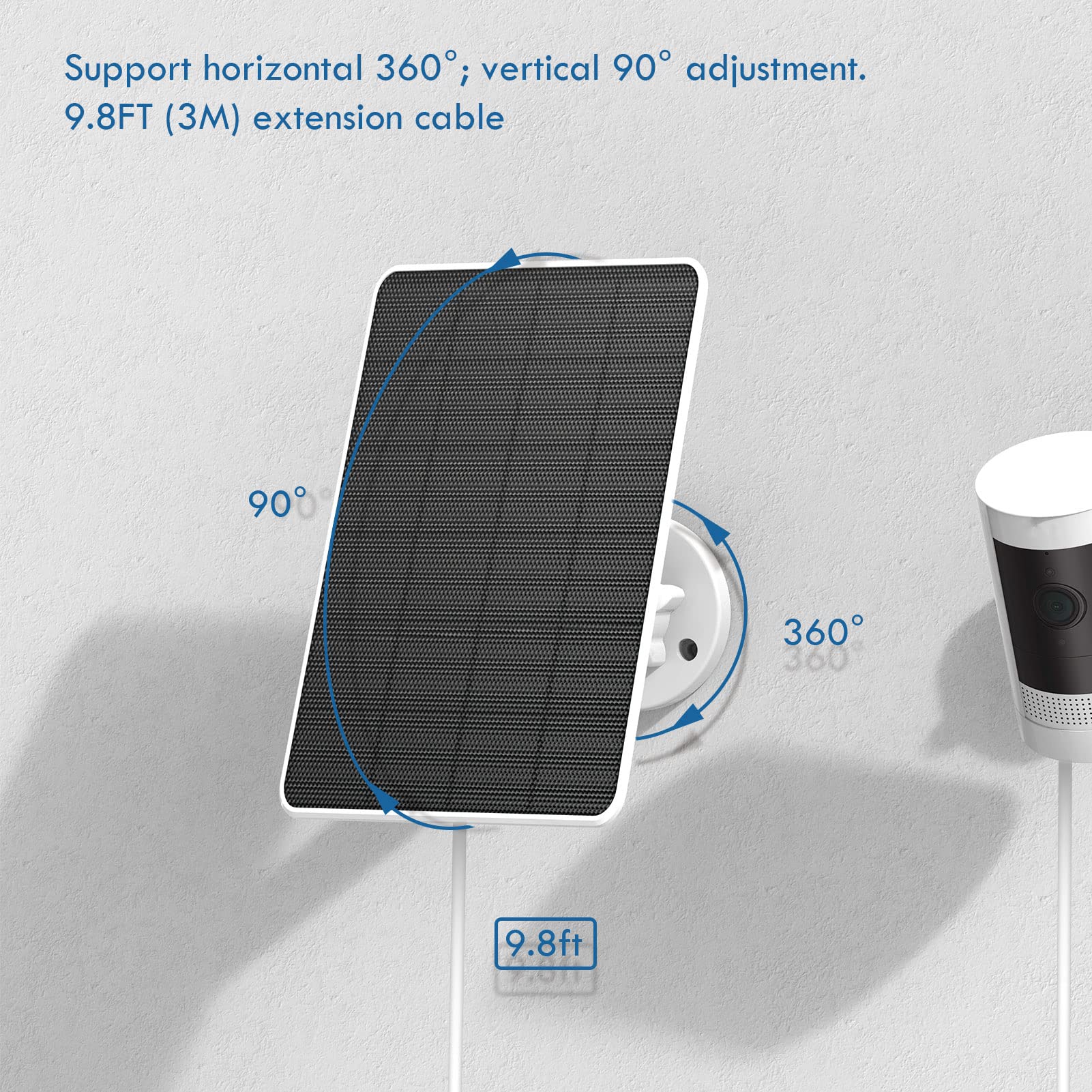 6W Solar Panel Charging Compatible with Arlo Pro 3/Arlo Pro4/Arlo Ultra/Arlo Ultra 2/Arlo Pro 3 Floodlight only, with 13.1ft Waterproof Charging Cable, IP65 Weatherproof,Includes Secure Wall Mount