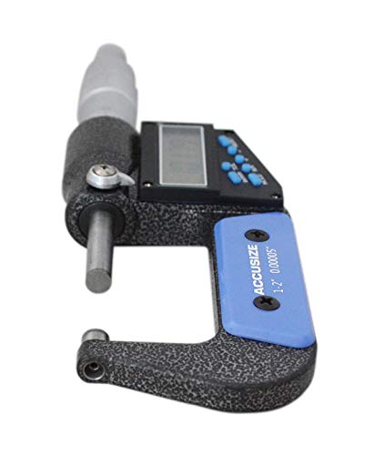Accusize Industrial Tools 1-2''/25-50 mm by 0.00005''/0.001 mm 7-Key Electronic Digital Micrometer, Water Proof, Ac21-2022