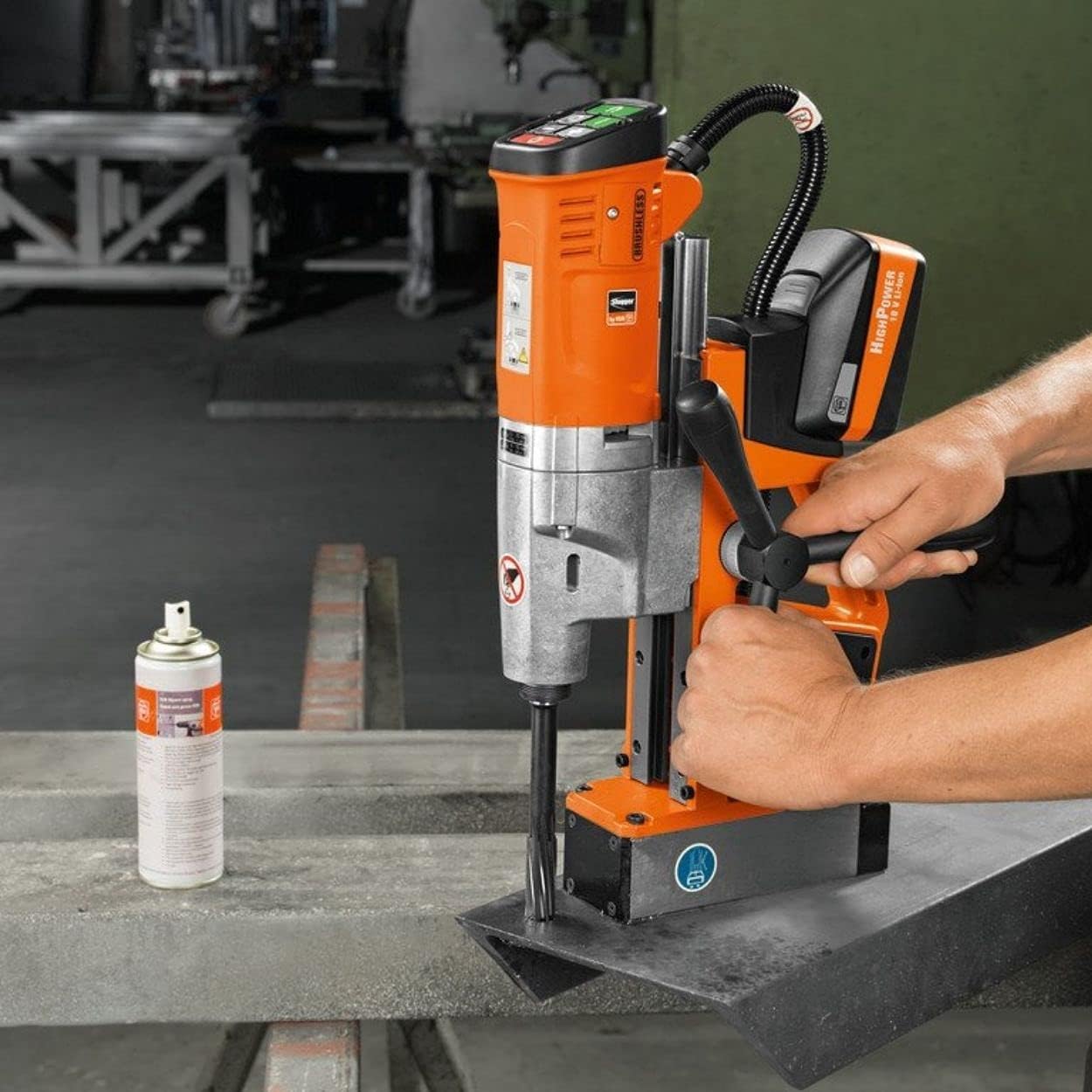 Fein AJMU 137 PMQW Universal Magnetic Cordless Core Drill with 3/4" Straight Shank - 18 V, Brushless Motor, 130-520 RPM, MT 2 Mount - 71700261090