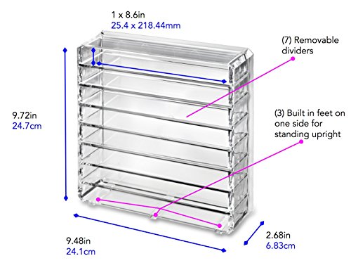 BY ALEGORY byAlegory Acrylic Makeup Eyelashes 'Lash' Organizer w/Removable Dividers Designed To Stand & Lay Flat 8 Space False Eye Lash Extension Cosmetic Storage - Clear