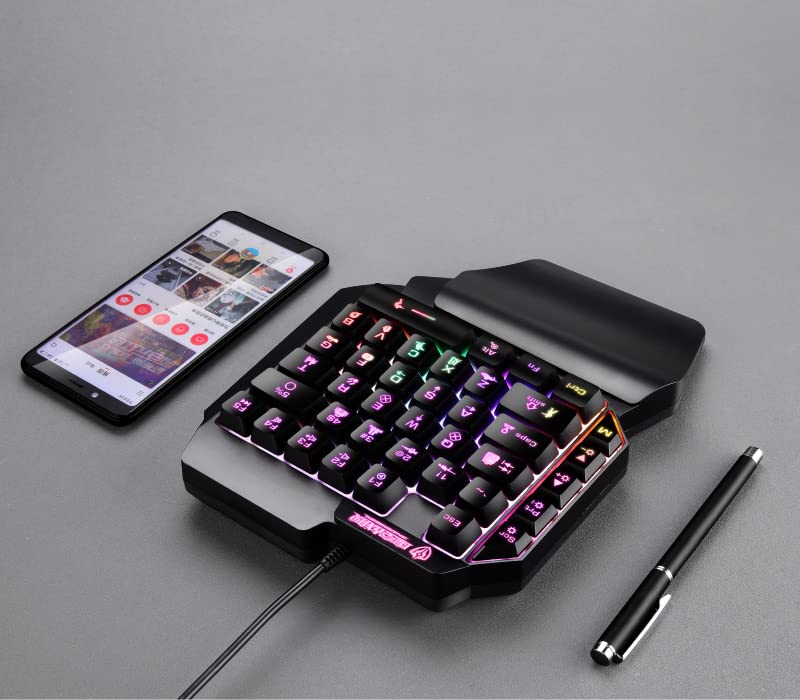 Archuu Wireless One-Handed Mechanical Keyboard,35 Keys RGB Gaming Keypad,Colorful Backlit USB Wired Gaming Keyboard,Single Hand RGB Mechanical Gaming Keyboard,Multicolor