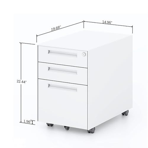 3 Drawer Metal Mobile Vertical Locking File Cabinet with Lock, Under Desk Rolling Filing Cabinets for for Home Office,Fully Assembled Except Wheels,Anti-Tilting Waterproof Moisture-Proof Mount-It! Mob