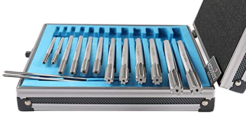 Accusize Industrial Tools Over and Under Sizes 0.1240'' Thru 0.5010'' HSS M2 Premium Chucking Reamer Set, Right Hand Cut, 14pcs/Set, 5528-SX00