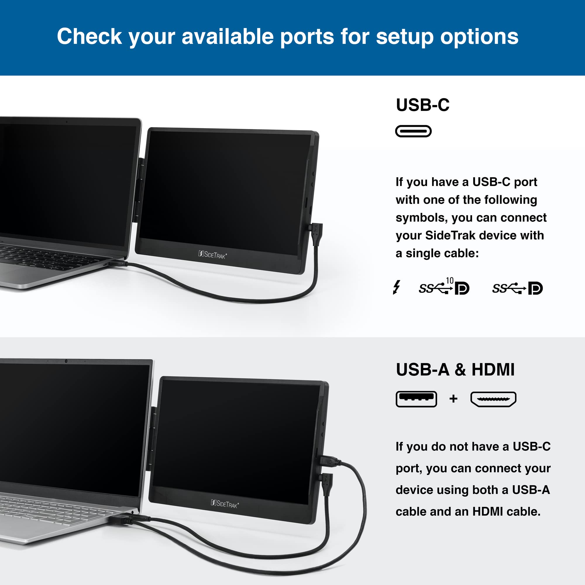 SideTrak Swivel 12.5” Attachable Portable Monitor for Mac FHD IPS Dual Screen with Kickstand | Compatible with All MacBook Pro & MacBook Air Laptops | Powered by USB-C or Thunderbolt