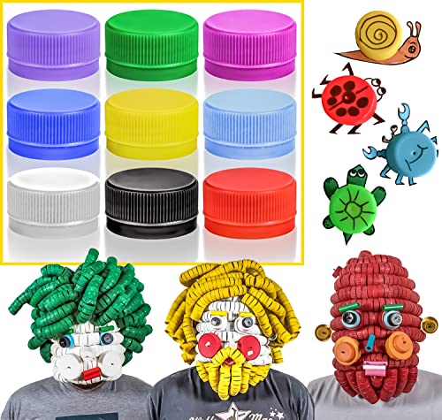 Motbach 200Pcs Plastic Bottle Caps for DIY Craft Environmental Protection and Development of Childrenās Intelligence (Mixed Color)