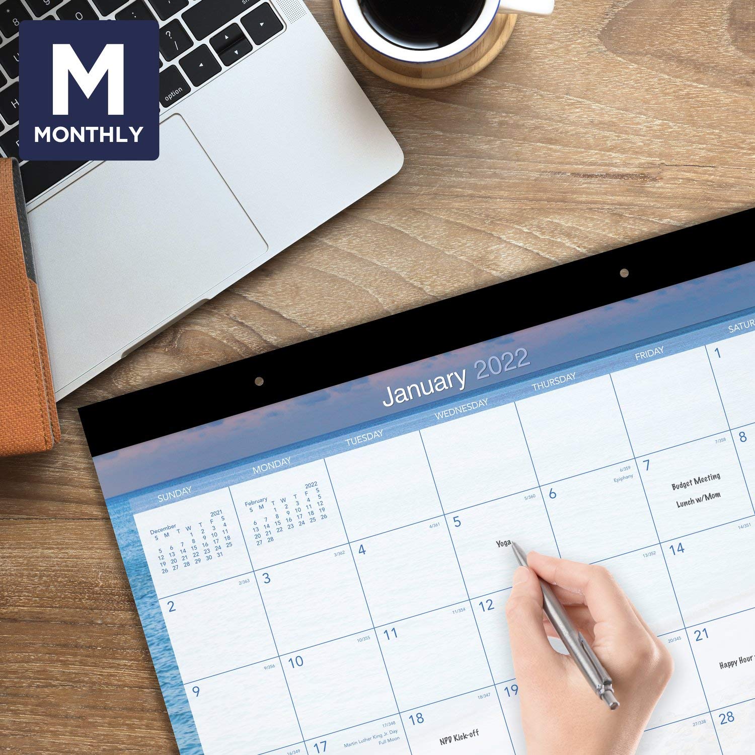 2022 Desk Calendar by AT-A-GLANCE, Monthly Desk Pad, 21-3/4" x 17", Standard, Tropical Escape (DMDTE232)