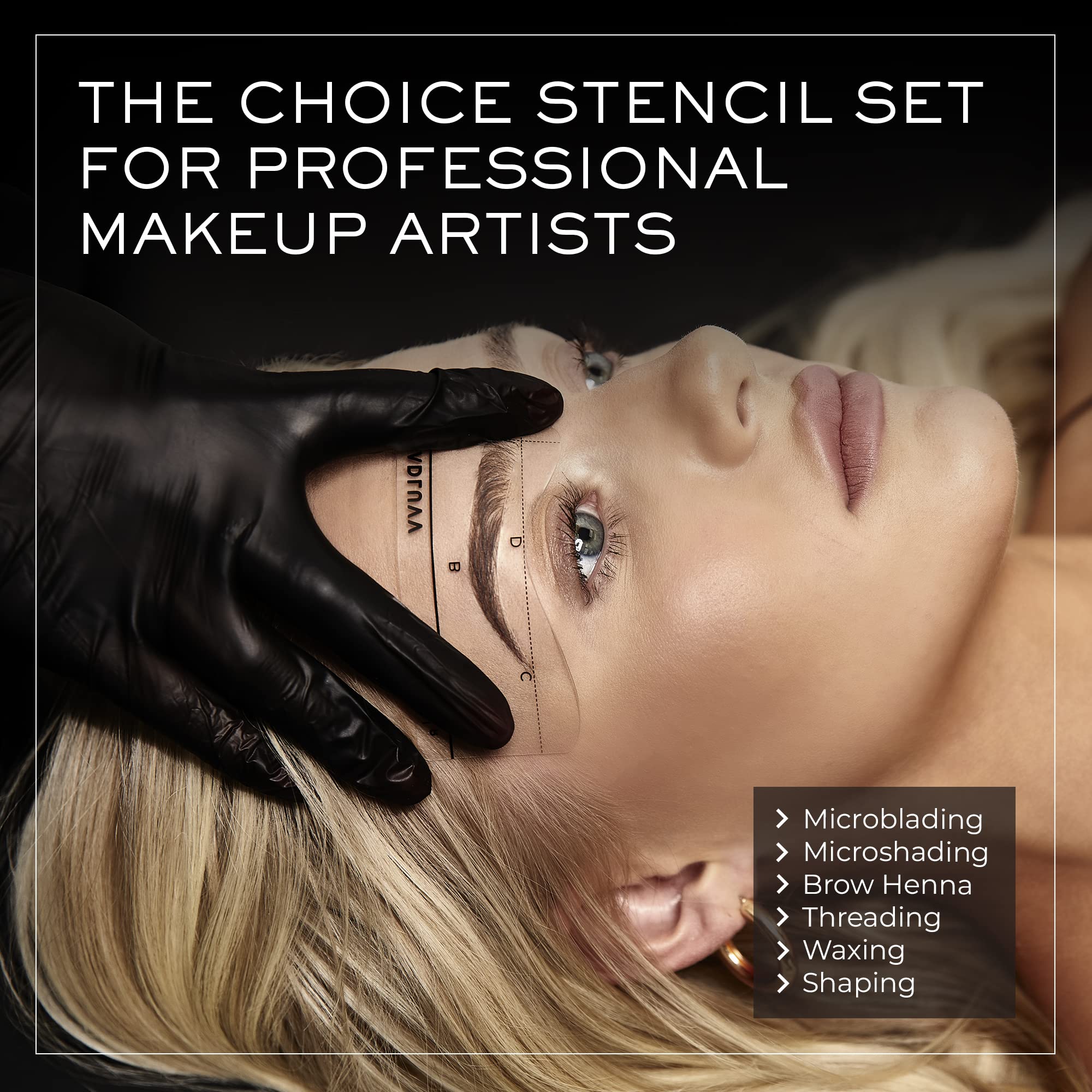 MADLUVV Eyebrow Shaper Stencils, Reusable Brow Mapping Template for PMU Professionals, Semi-Permanent Makeup Mapping, 6 Stencils (3 Stencil Shapes in Both Petite and Regular Sizes) - Low Profile Set
