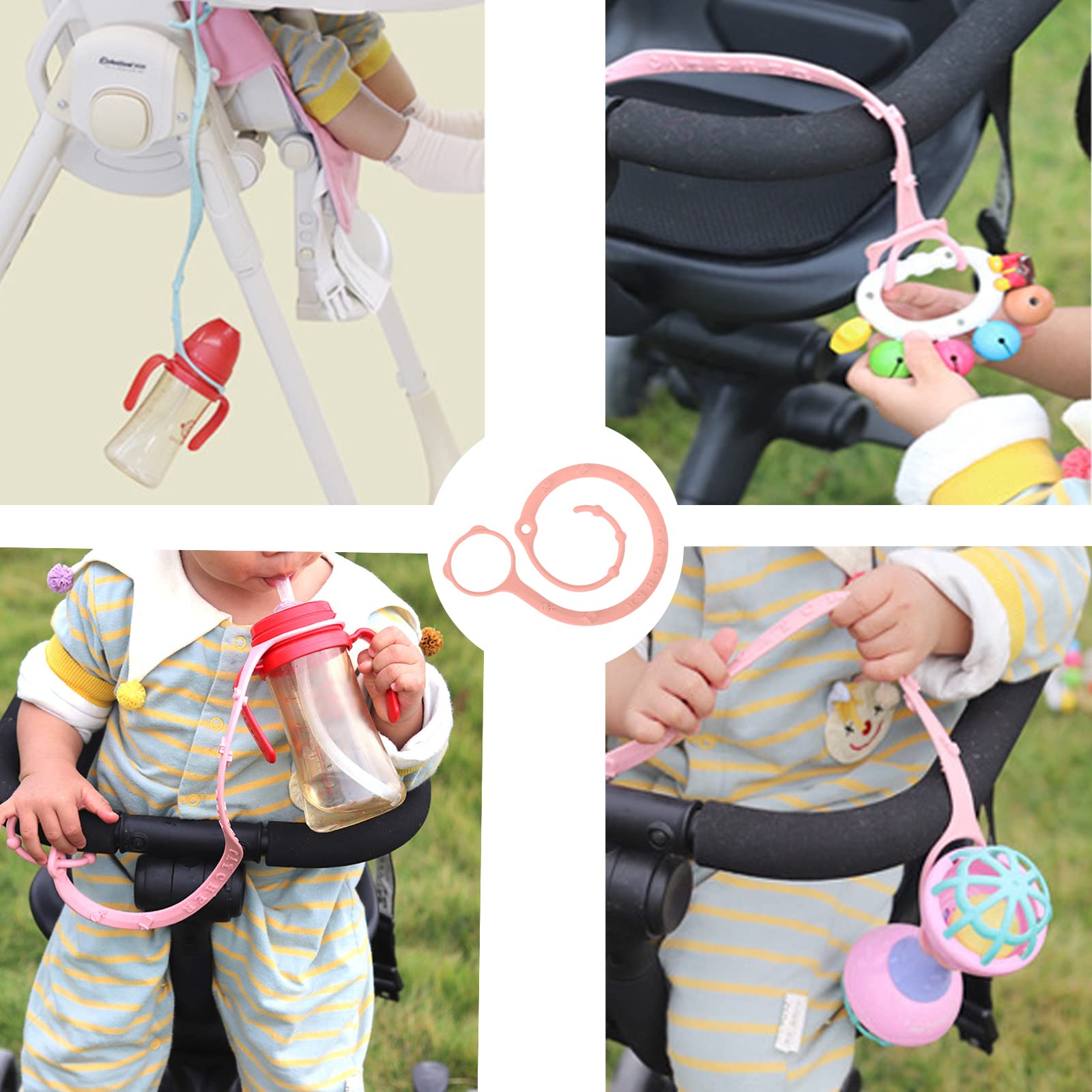 2PCS Toy Safety Straps Baby Sippy Cup Holder Strap Stretchable Silicone Pacifier Clips Toddler Toy Bottle Harness Straps for Strollers, High Chair, Cribs, Bags