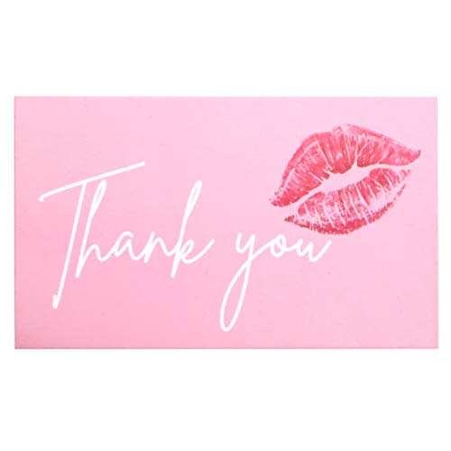 RXBC2011 Thank You for Your Purchase Cards red lips Kiss sweet Package Insert for online business Pack of 100, Pink
