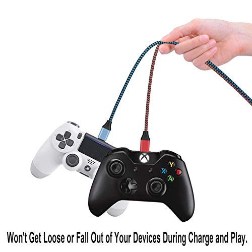 15FT Extra Long Charger Cable for PS4 Controller Durable Nylon Braided Micro USB Fast Charging and Data Sync Cord Compatible with Playstation 4,Xbox One S/X Console,lg stylo 3 and More 2Pack