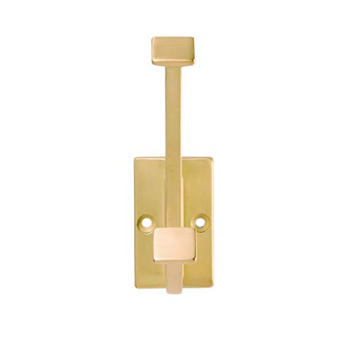 Hickory Hardware Skylight Collection Coat Hooks, Wall Hooks for Hanging Coats, Hats, Towels, Robes and More, 4-7/8 Inch Long, Brushed Golden Brass, 14 Pack