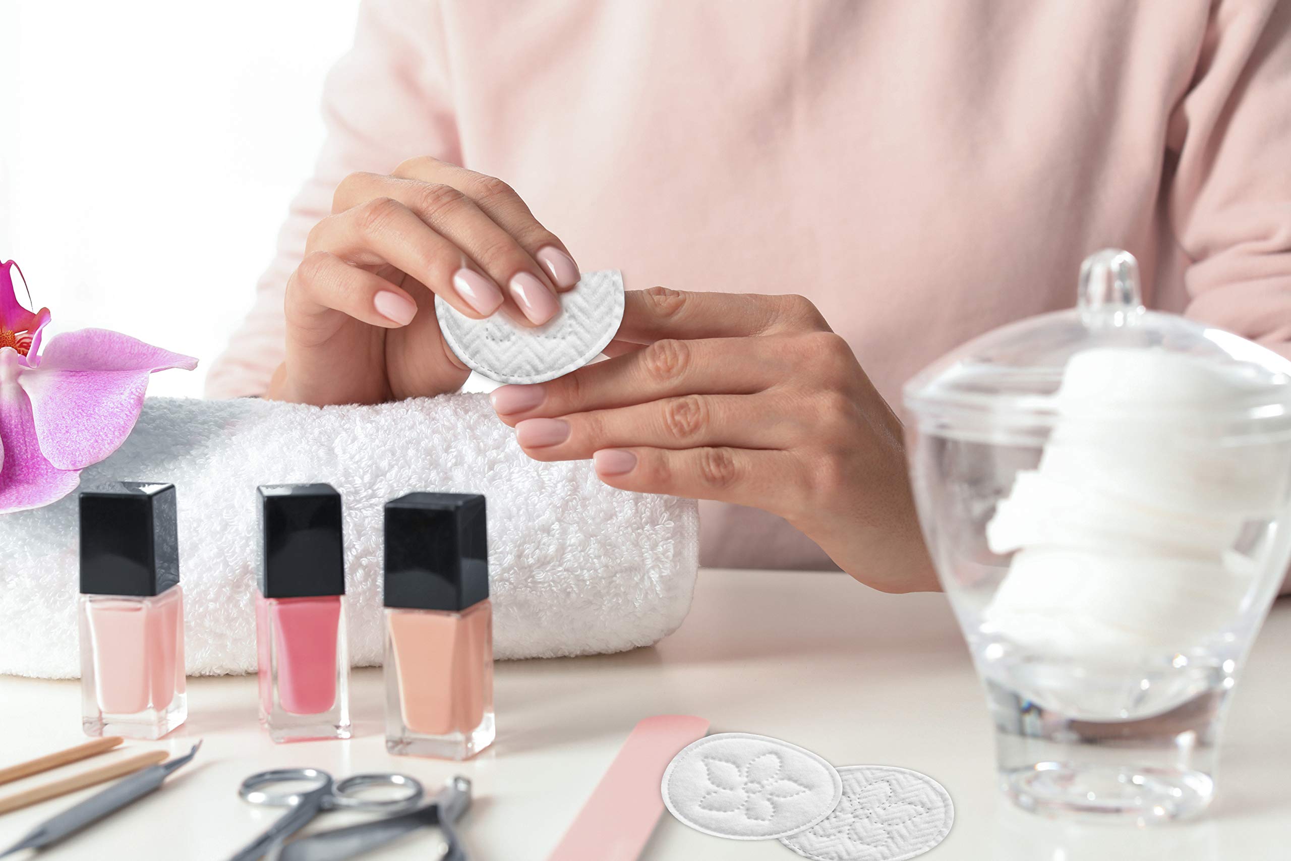 Premium 100% Cotton Rounds (100 Count) - Soft and Gentle Makeup Remover and Cleansing Pads for Face, Nail, and Personal Care - Absorbent, Textured, Lint-Free, and Hypoallergenic