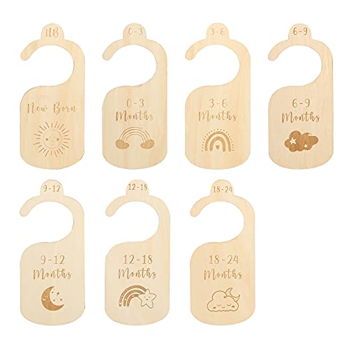 Baby Closet Dividers,Baby Clothes Dividers for Closet from Newborn to 24 Months,7 Premium Wooden Nursery Hanger Organizers Decor to Make a Tidy&Well Infant Closet